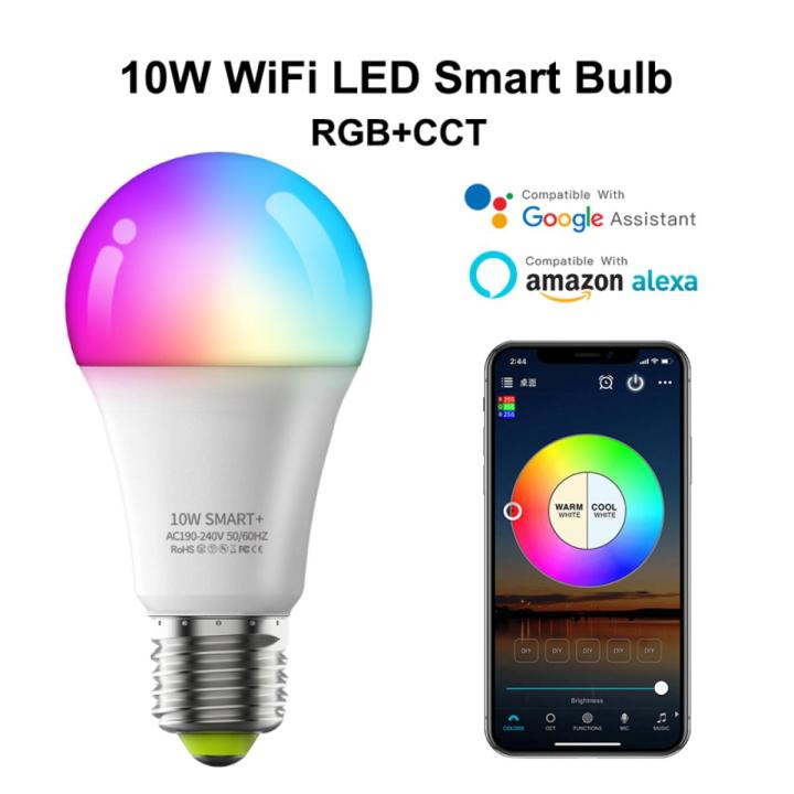 WiFi Smart Bulb Work With Alexa RGB Corlorful Dimmable Timer Function ...