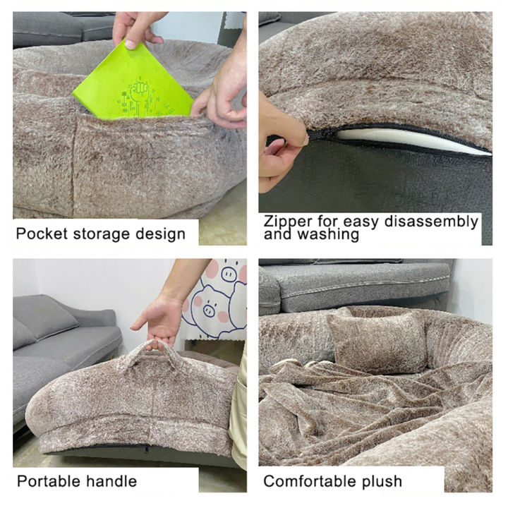 GC Human Dog Bed, Giant Washable Comfy Plush Dog Bed With Pocket ...