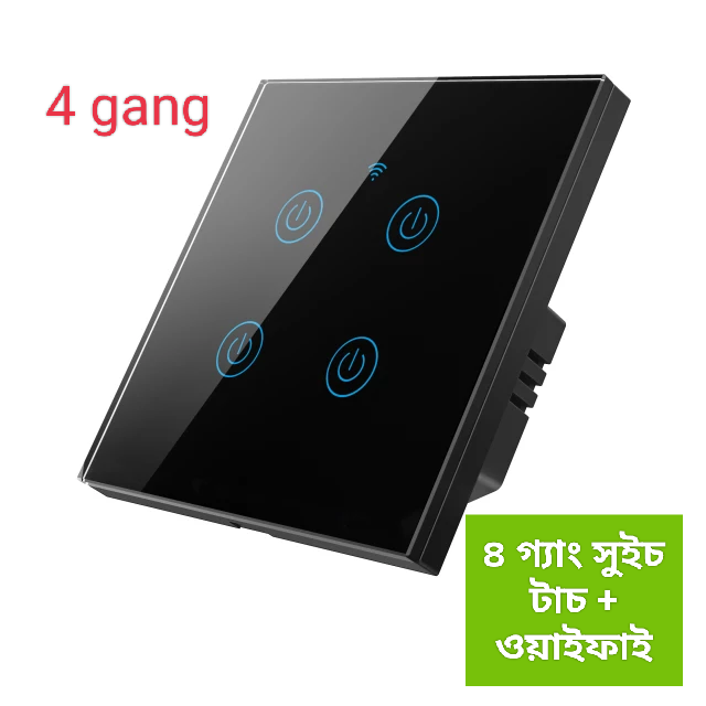 Smart wifi and touch wall Switch 4 Gang Mobile Control | Daraz.com.bd