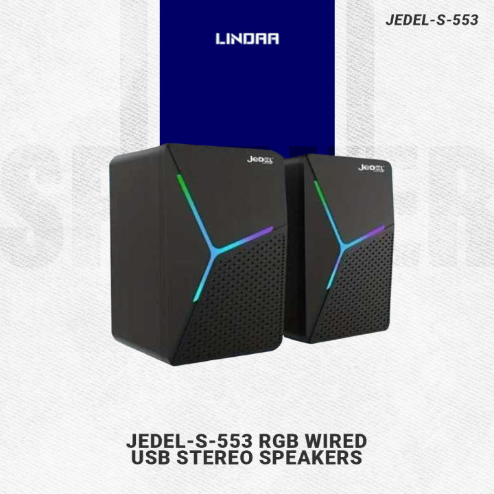 JEDEL-S-553 RGB Wired Speaker USB Stereo Speakers For Laptop Desktop PC Gaming Home Office ...