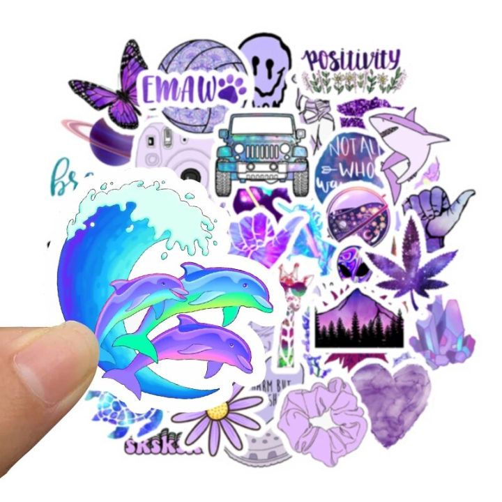 Cartoon Girl Purple INS Style Vsco Stickers For Laptop Moto Skateboard ...