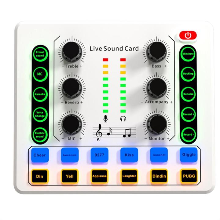White Live Sound Card M8 Wireless Bluetooth Audio Mixer Digital Mixer ...