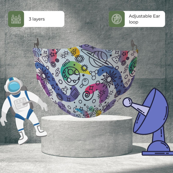 Fabish Science Printed 3 Layers Stylish Face Coverings for Kids , Mens ...