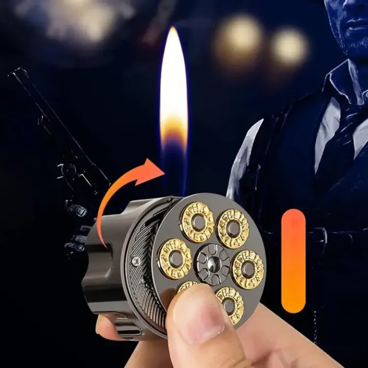 Creative revolver magazine shape open flame lighter new peculiar ...