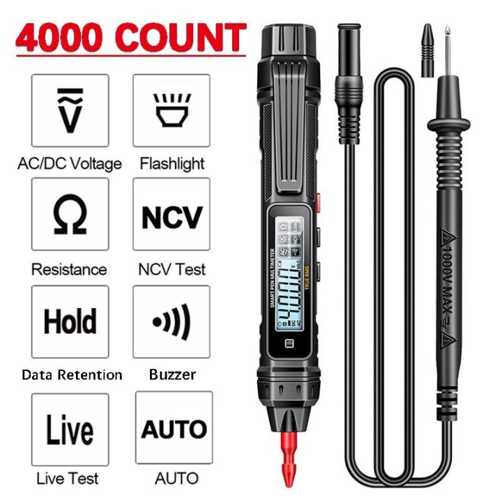 4000 Counts Digital Multimeter Pen Type Tester Multitester AC/DC ...