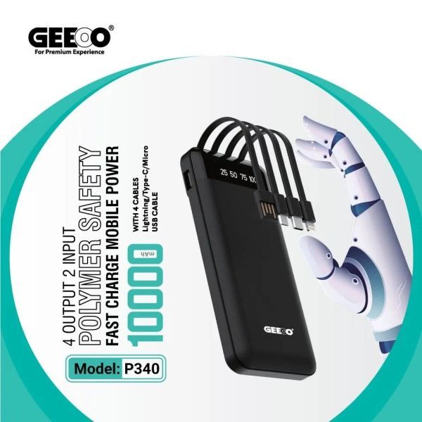 GEEOO P 340 Polymer Safety Fast Charge LCD Display Power Bank (10000mAh ...
