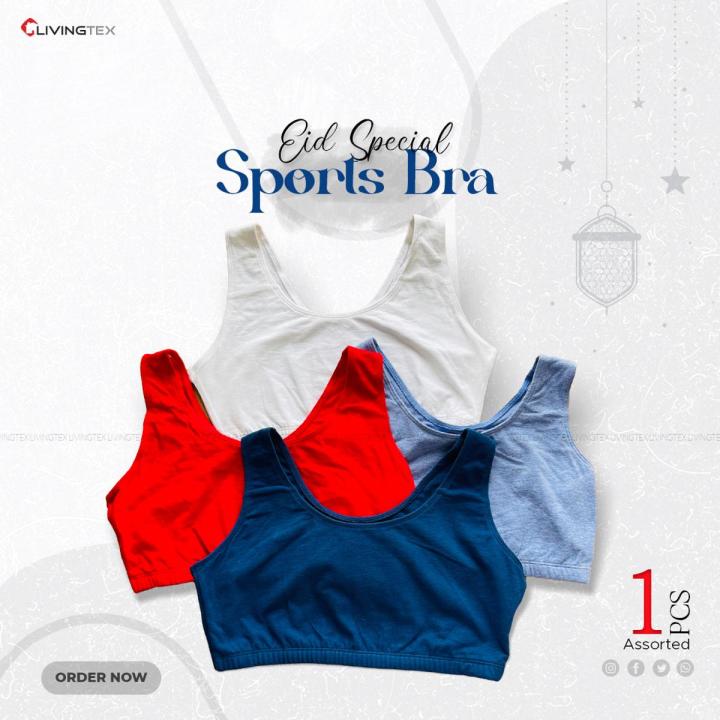 Livingtex Cotton Sports and Exercise Bra for Women - Assorted 1 Pc ...