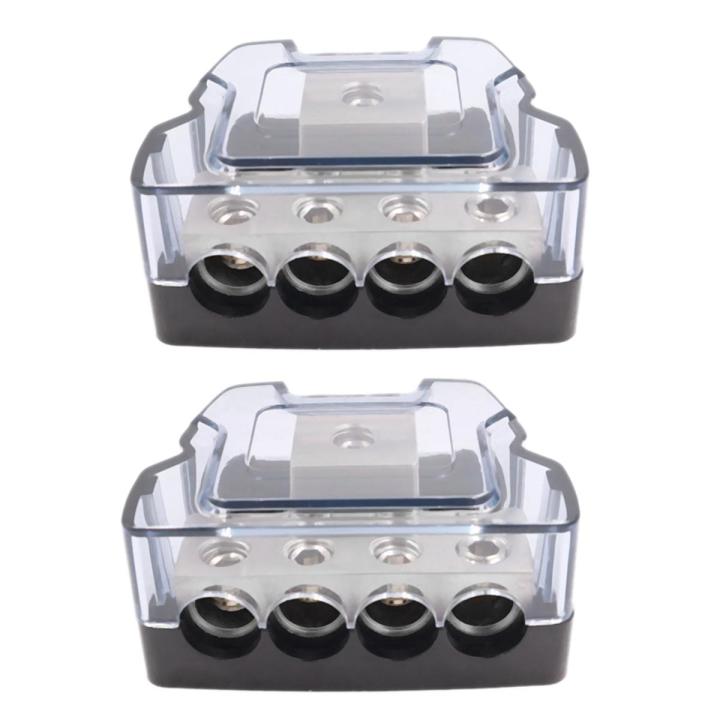 2X 4 Way Power Distribution Block 1 x 0/2/4 Gauge in /4 x 4/8 Gauge Out Ground Distributor Block ...