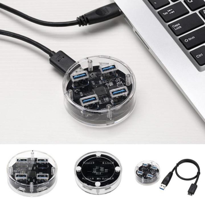 【VisioN Shop】5Gbps Transparent 4 Ports USB HUB Splitter External Micro ...