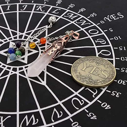 Metaphysical Pendulum Chart Mat with a Pendulum Necklace and Yes or NO ...