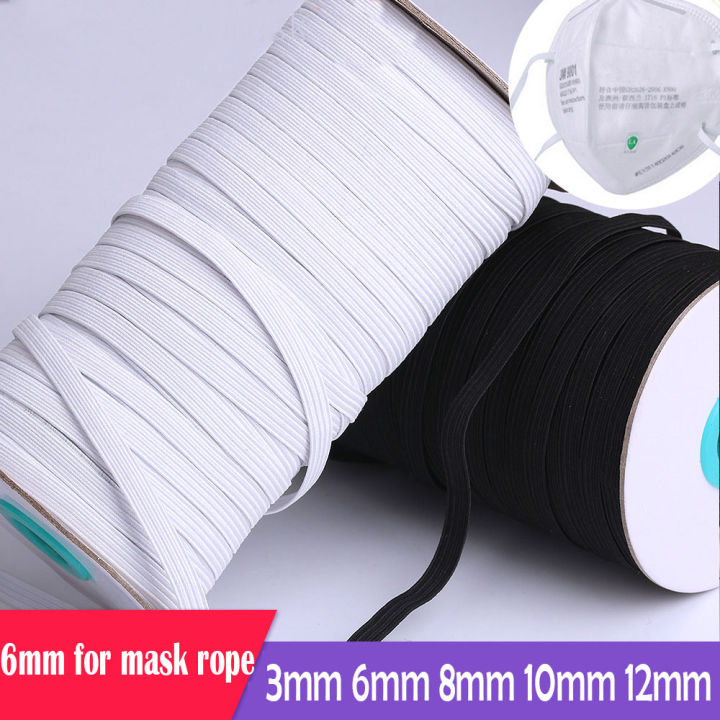 Rubber Bands for Mask 3mm 6mm 8/10/12mm White Black Elastic Band ...