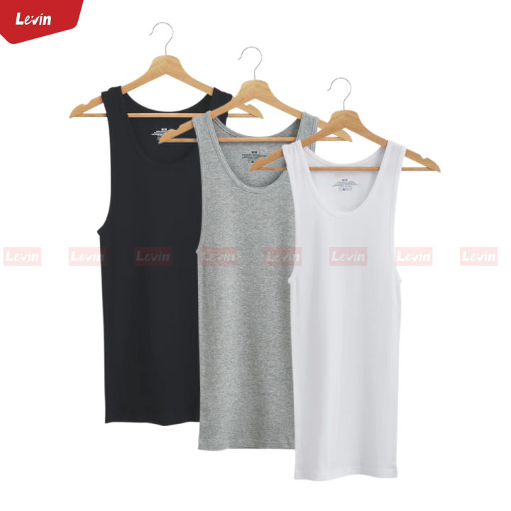 Men's Essentials Fitted Ribbed Cotton Tank Top Sleeveless Scoop Neck ...