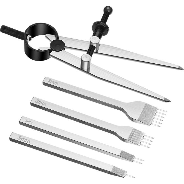 Leather Chisel Set, Prong Diamond Lacing Stitching Chisel Hole Punches ...