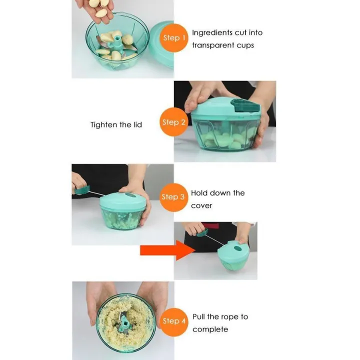 Mini Pull String Manual Food Processor Chopper / Mincer / Blender To ...