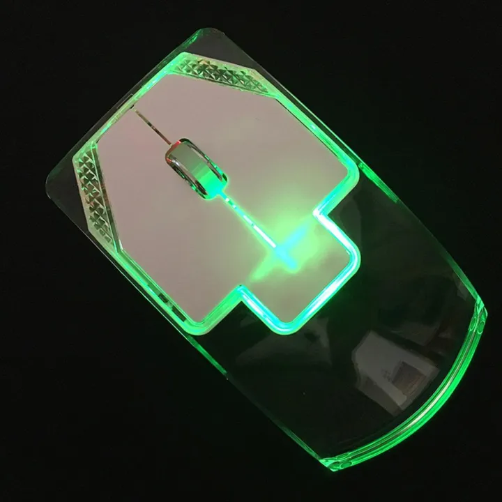 Transparent Colorful Glowing Mouse 2.4G Wireless Ergonomics Optical ...