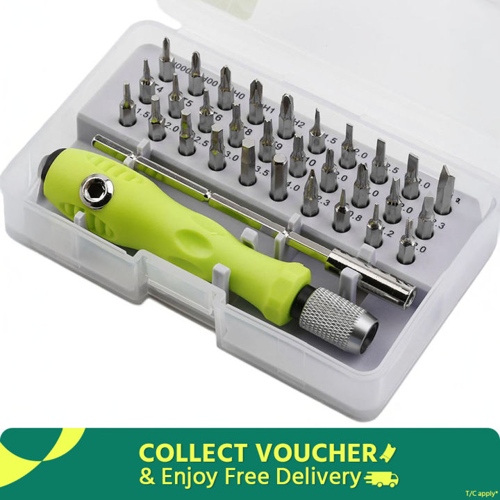 30 in 1 Multi-Purpose Screwdriver Kit - Green and Silver | Daraz.com.bd