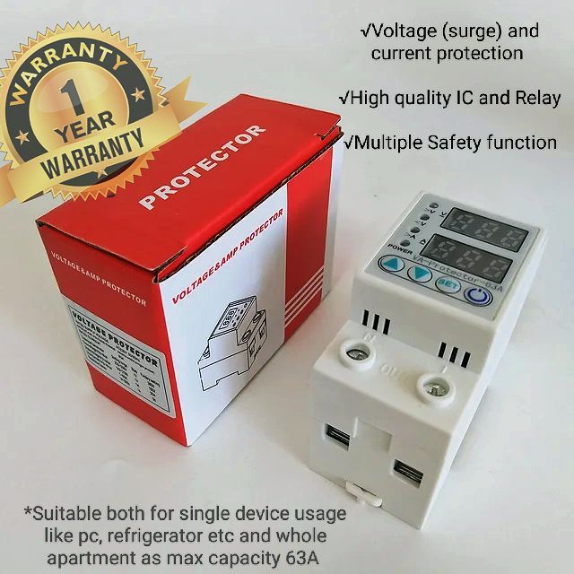 63A Adjustable Voltage protector switch over and under voltage over ...