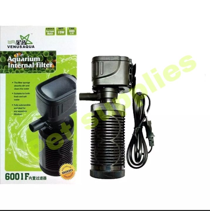 Venus (WP-6001F) 15W Internal/Underwater Water Filter Pump + Oxygen/Air ...