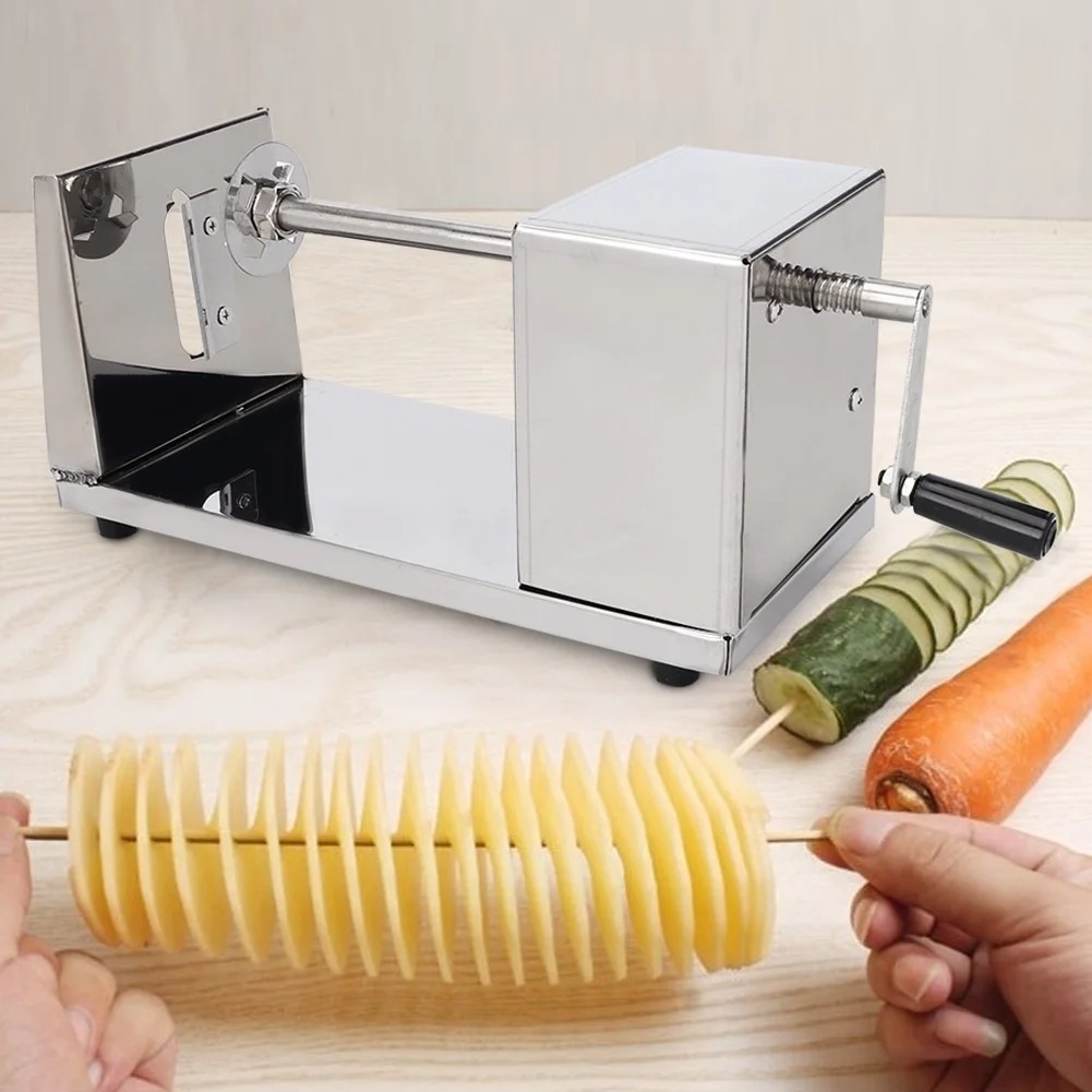 Manual Twist Potatoes Tower Slicer Chips Machine Spiral Spring Potato ...