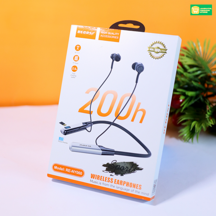 Recrsi wireless Neckband Bluetooth Earphone RE-NY060 চার্জিং ব্যাকআপ ...