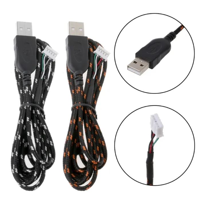 PVC,Nylon USB Mouse Cable Line Replacement Wire Orange, White For ...
