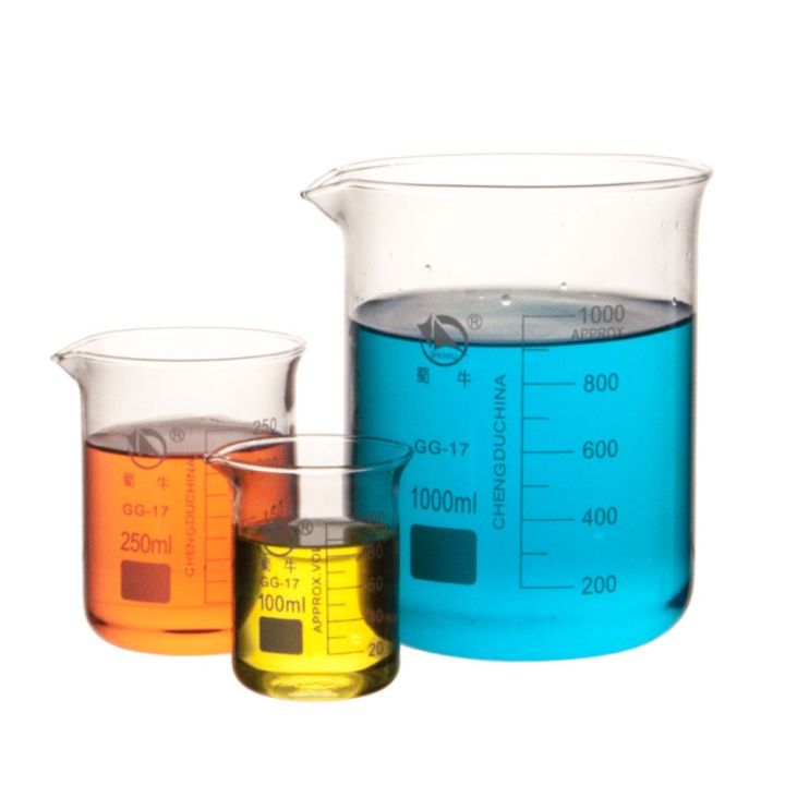 2pcs 100ml&500ml Lab Beaker Stability Glass Low Form Scaled Measuring ...