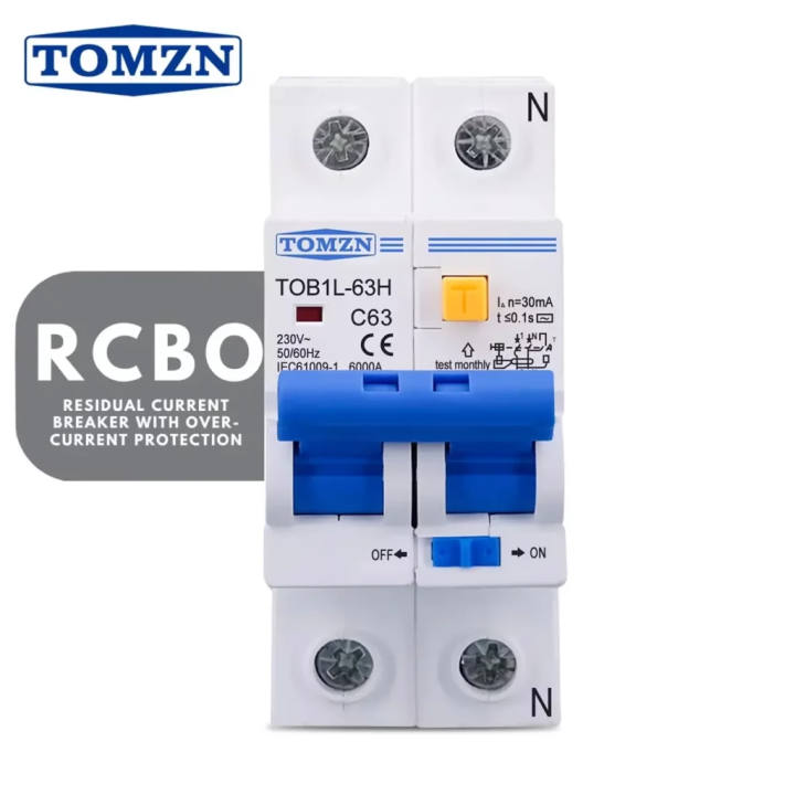 TOMZN RCBO TOB1L-63H 2P 63A 230V AC 50Hz 60Hz Residual Current Circuit breaker | Daraz.com.bd