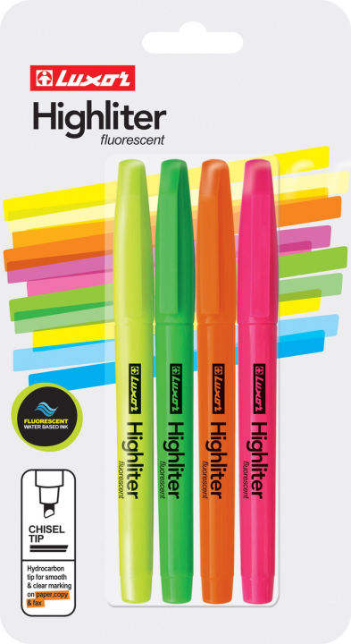 Luxor Highliter fluorescent 4 colour set | Daraz.com.bd