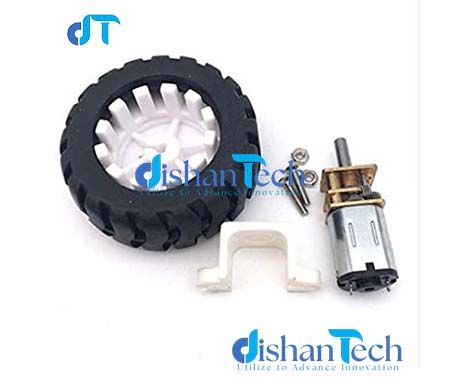 DC3-12V N20 200RPM GEAR MOTOR & MOUNT BRACKET & 43MM WHEEL | Daraz.com.bd