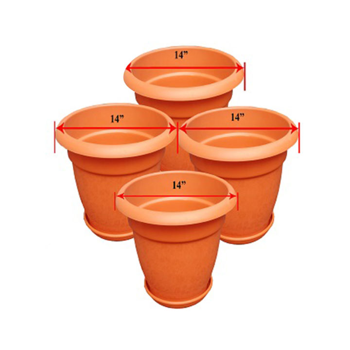 Bengal 14" inch Plastic Flower Tob 04 Pcs Bundle with tray/Plastic ...