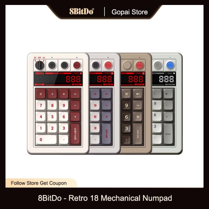 8BitDo Retro 18 Mechanical Numpad, Supports Calculator Mode, Bluetooth ...
