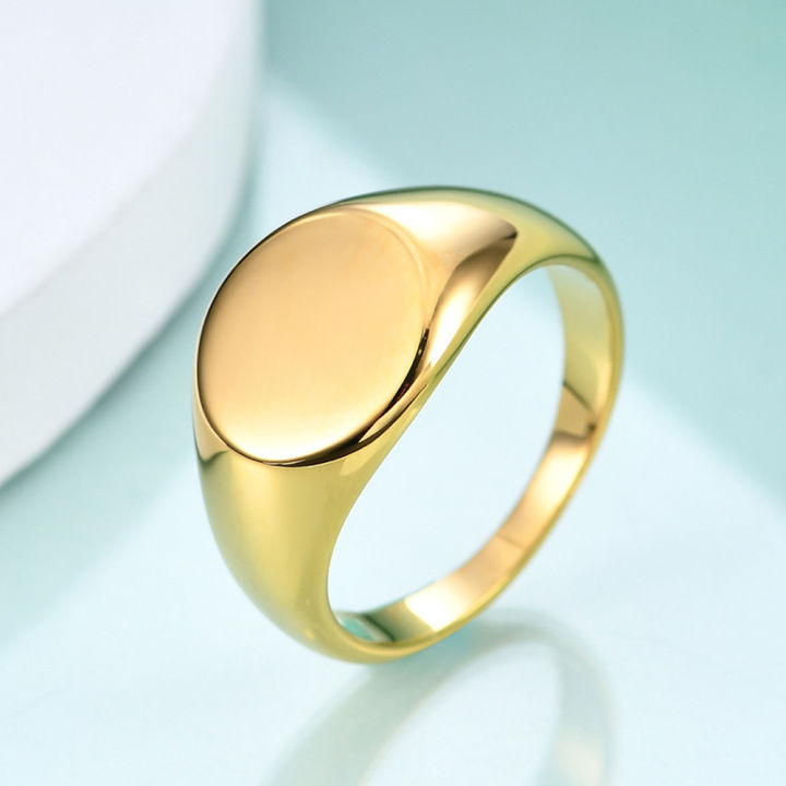 SSR006 Stainless Steel Rings Classical Simple Plain Round Signet Style ...