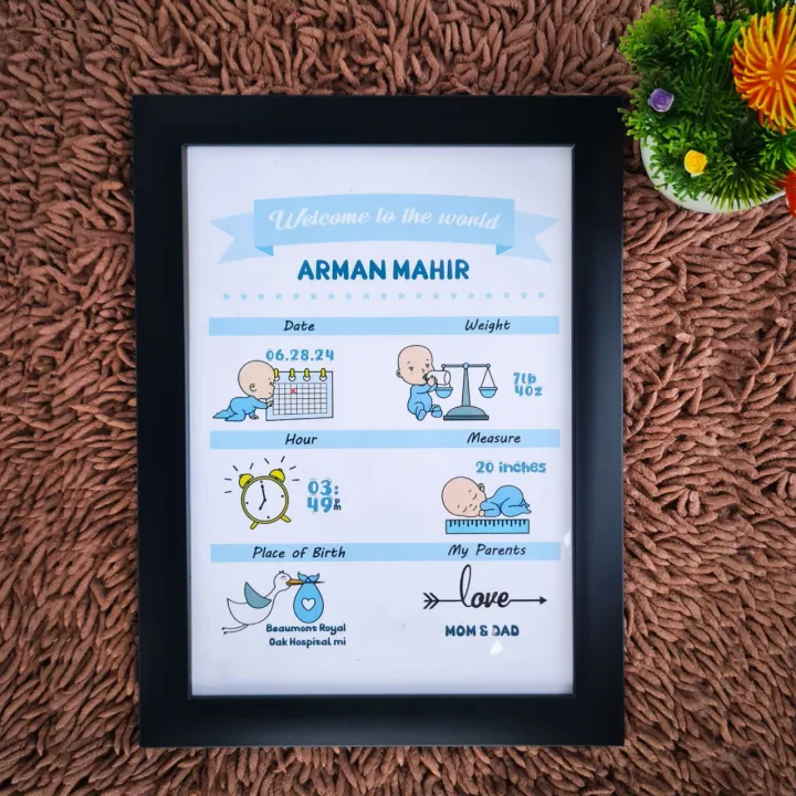 Newborn Baby Frame Baby's Milestone Frame First Moments Frame Welcome ...