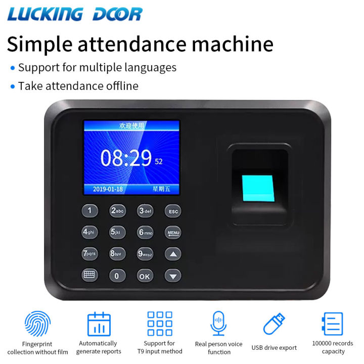 2.4 Inch A5 Biometric Time Attendance System USB Recorder Fingerprint ...