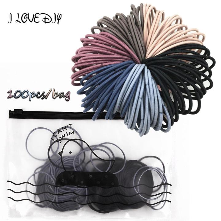 50/ 100pcs with bag 4.5cm High Elastic Rubber Band Basic Hair Bands ...