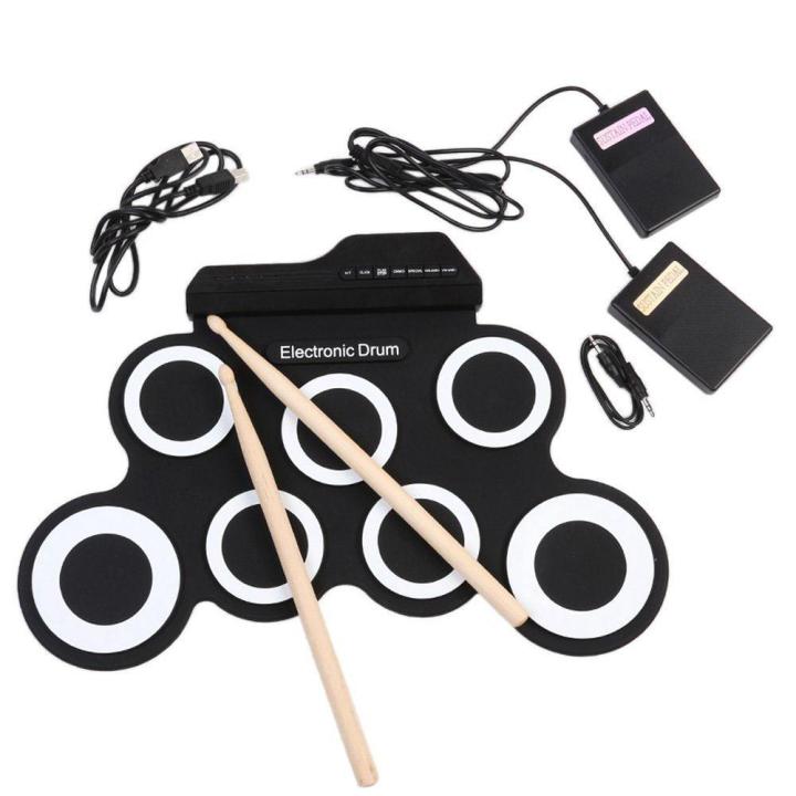 Portable Electronic Drum Digital USB 7 Pads Roll up Drum Set Silicone ...