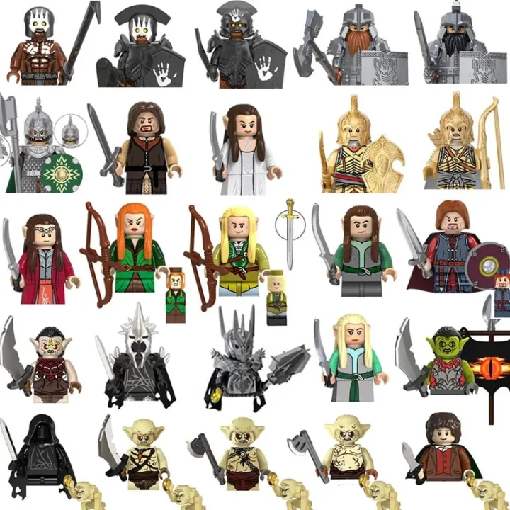 Lord Rings Blocks Toy Orcs Dwarf Elves Rohan knight Action Figure Army ...