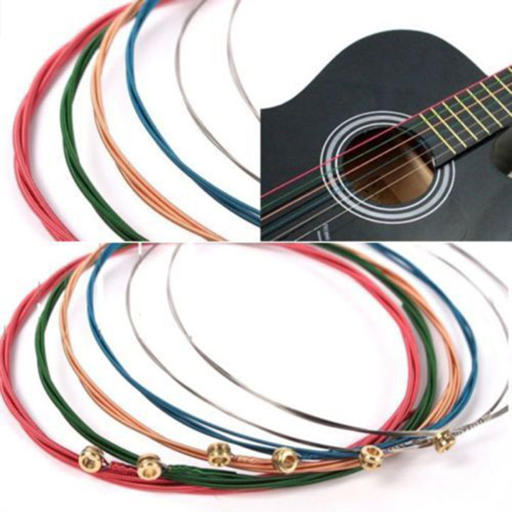 NEW One Set 6pcs Rainbow Colorful Color Strings For Acoustic Guitar ...