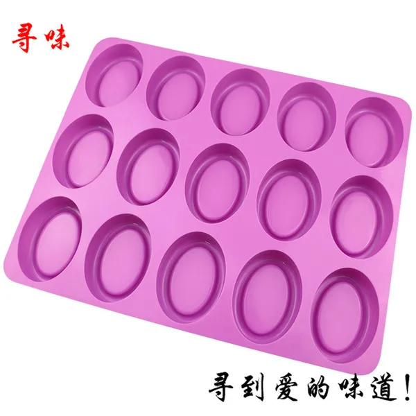 15 Holes Oval Donut Toast Silicone Cake Baking Pan Muffin Cups Bar Soap ...