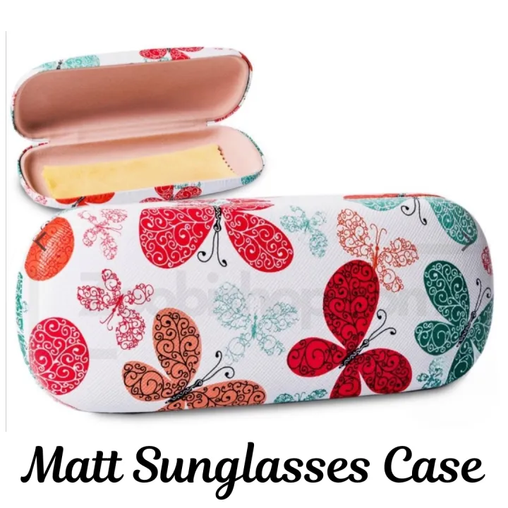 New Matt Design Butterfly Print Hard Shell Eyeglasses Case Soft Linen ...