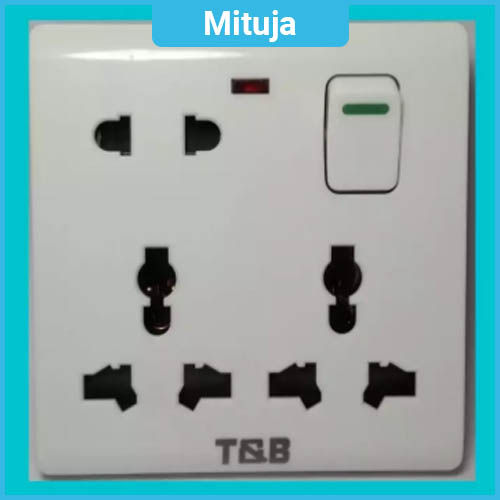 Bundle of 5 Pieces Multi Function Universal Wall Gang Socket - 8 Pin ...