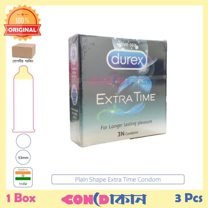 Durex Extra Time Condom for Longer Lasting Pleasure 1 Box (3 Pcs) Indian | Daraz.com.bd