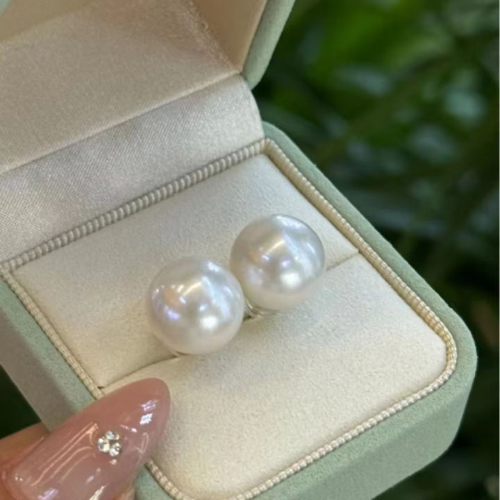Natural Button Pearl 925 Needle Stud Earrings Fashion Jewellery Korean Fashion Pearls Stud ...
