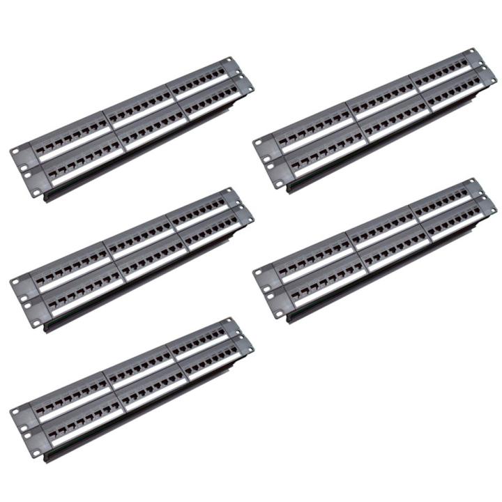 NXFDSIOZ 5X 19Inch 1U Cabinet Rack Pass-Through 24 Port CAT6 Patch ...
