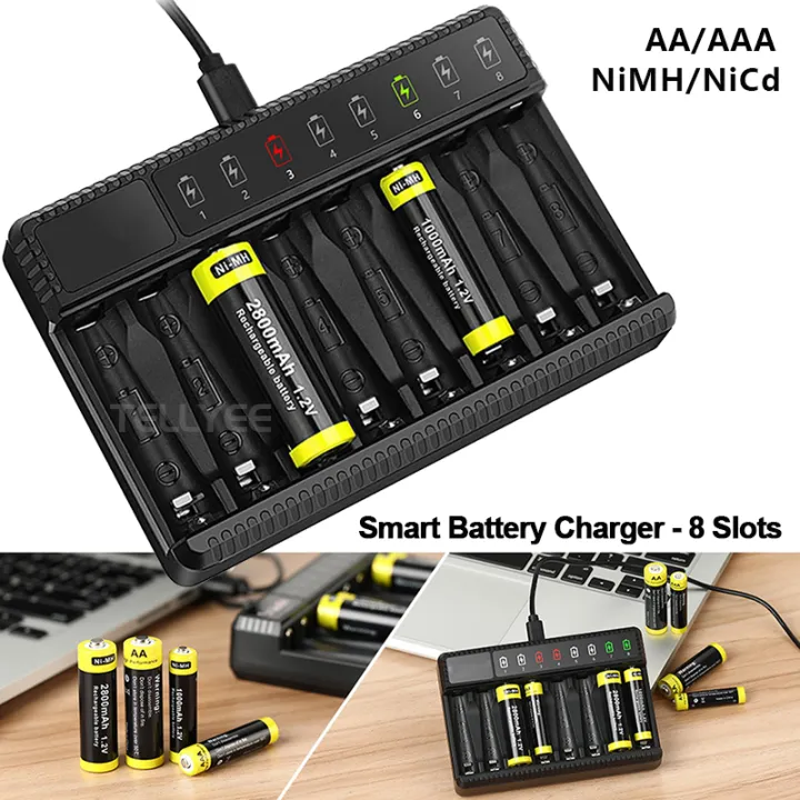 Intelligent Smart battery charger LED display, 8-slot lithium battery ...