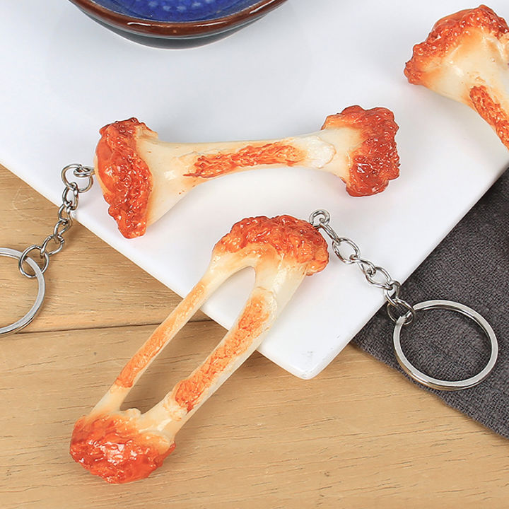 PVC Chicken Wing Bone Charm Simulated Chicken Leg Bone Key Ring Props ...