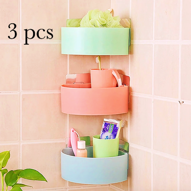 3pcs Bathroom rack self-adhesive suction cup wash storage rack triangle ...