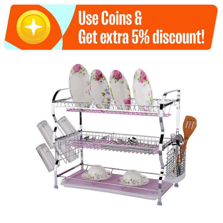 3 Layer Dish Drainer Rack Storage Organizer Kitchen Rack | Daraz.com.bd