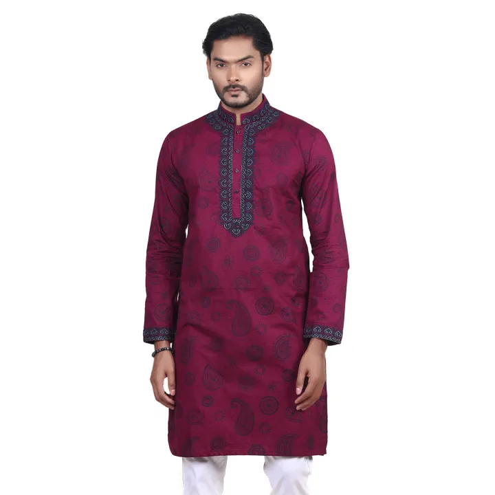 VIRGO MAROON COLOR COTTON PREMIUM PANJABI FOR MEN | Daraz.com.bd