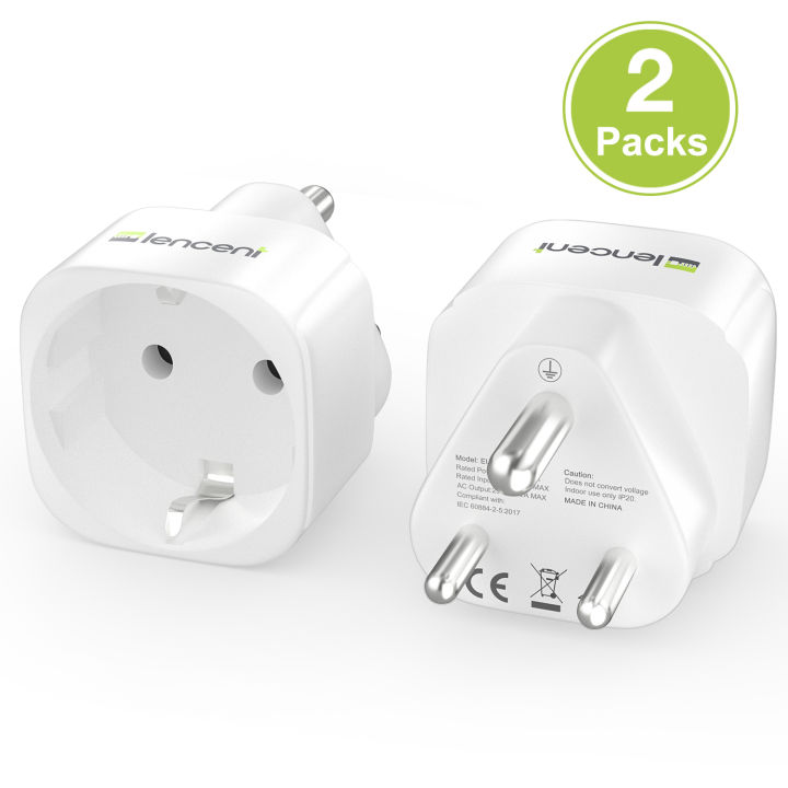 Lencent Travel Adapter EU to Type D India Schuko Travel Adapter Plug ...